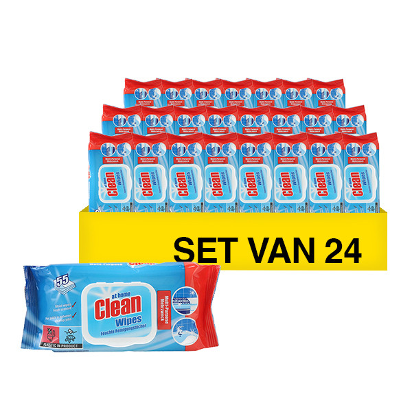 Aanbieding: At Home Clean Multi-Cleaning schoonmaakdoekjes | 24 x 55 ...