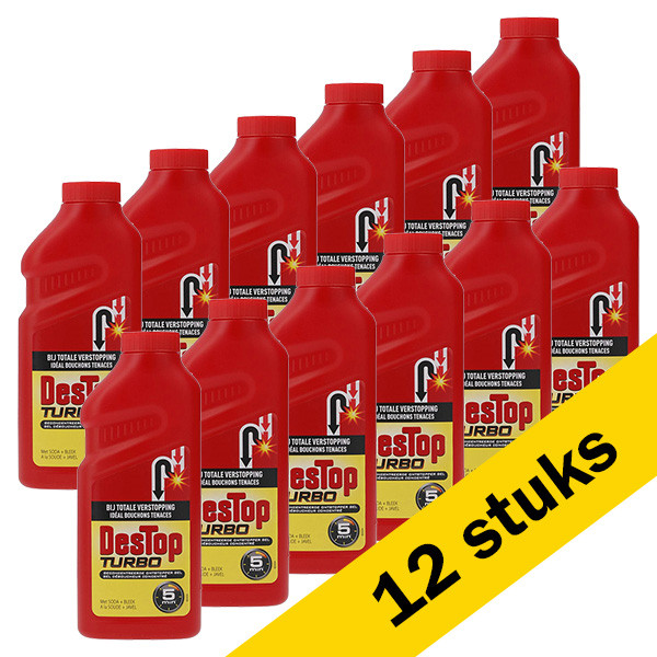 Aanbieding: 12x Destop ontstopper Turbo Gel (500 ml) Destop 123schoon.nl