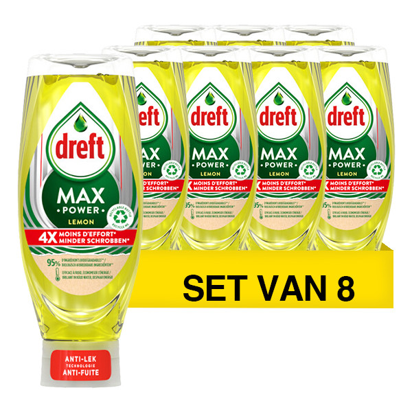 Aanbieding: Dreft Max Power Afwasmiddel Lemon (8 flessen - 640 ml ...