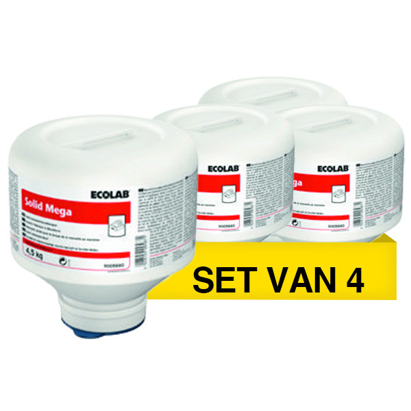 Aanbieding: Ecolab Solid Mega Vaatwasmiddel (4 verpakkingen - 4,5 kg) Ecolab 123schoon.nl