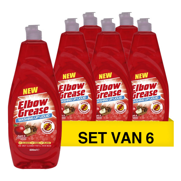 Aanbieding: Elbow Grease afwasmiddel Apple Cinnamon (6 flessen van 600 ...