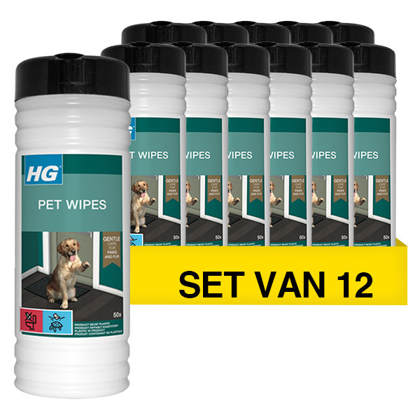 Aanbieding: HG pet wipes (12 pakken - 50 stuks) HG 123schoon.nl