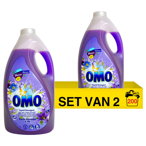 Aanbieding: Omo Vloeibaar Wasmiddel Lavender 5 Liter (2 flessen - 200 wasbeurten) Omo 123schoon.nl