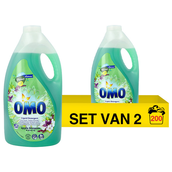Aanbieding: Omo Vloeibaar Wasmiddel Apple Blossom 5 Liter (2 flessen - 200 wasbeurten) Omo ...