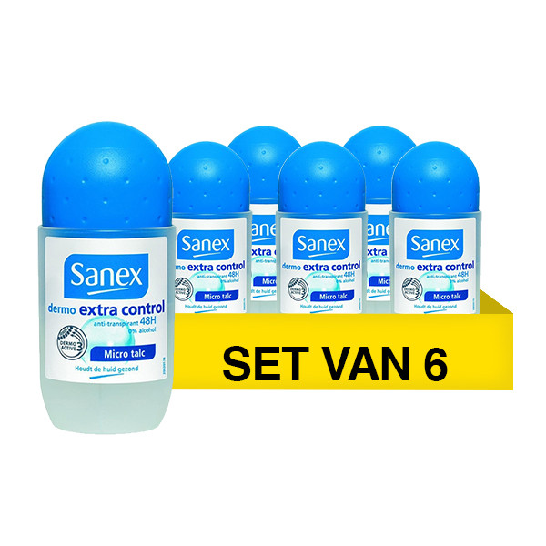 Aanbieding: 6x Sanex deoroller Dermo Extra Control (50 ml) Sanex 123schoon.nl