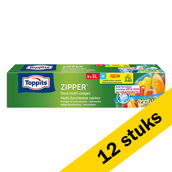 Aanbieding: Toppits Multi functionele Zipper zakjes | 3 liter | 12 x 8 ...