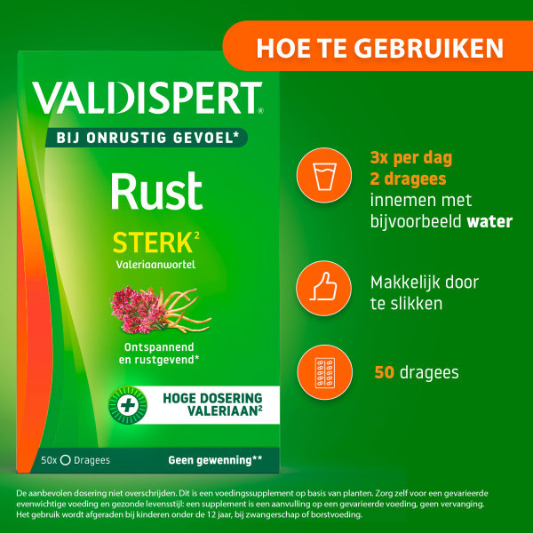 Valdispert Rust Sterk Dragees (50 stuks) Valdispert 123schoon.nl